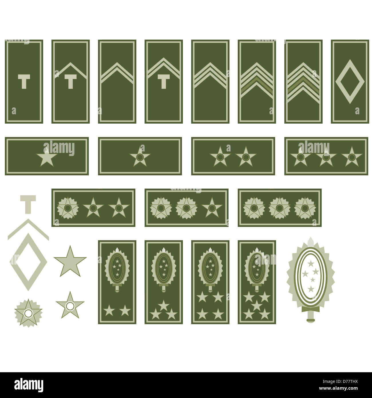 Enlisted Army Ranks Army Enlisted Rank Insignia Stock Vector