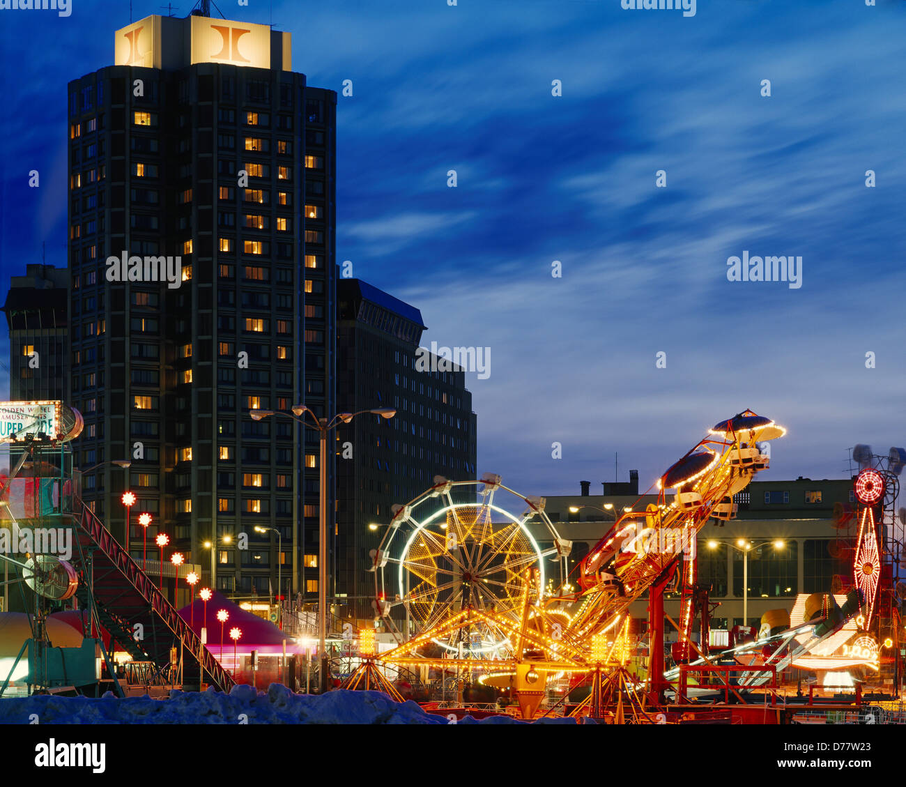 Winter carnival rides at annual Fur Rondy celebration Anchorage Alaska ...