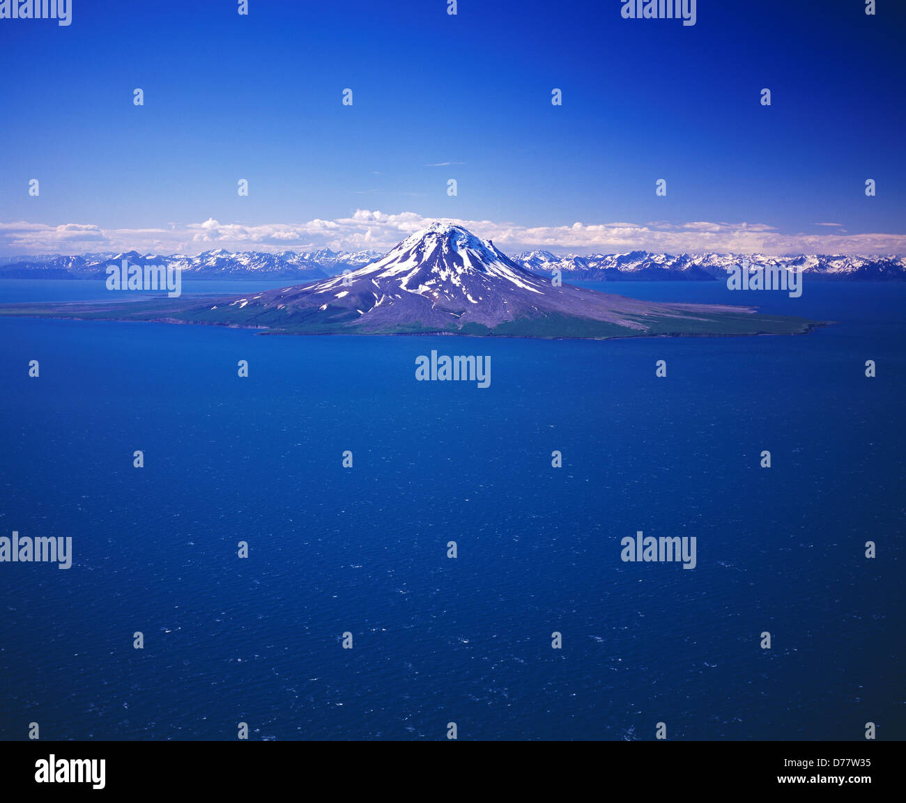 Aerial view Augustine Volcano on Augustine Island Cook Inlet Alaska ...