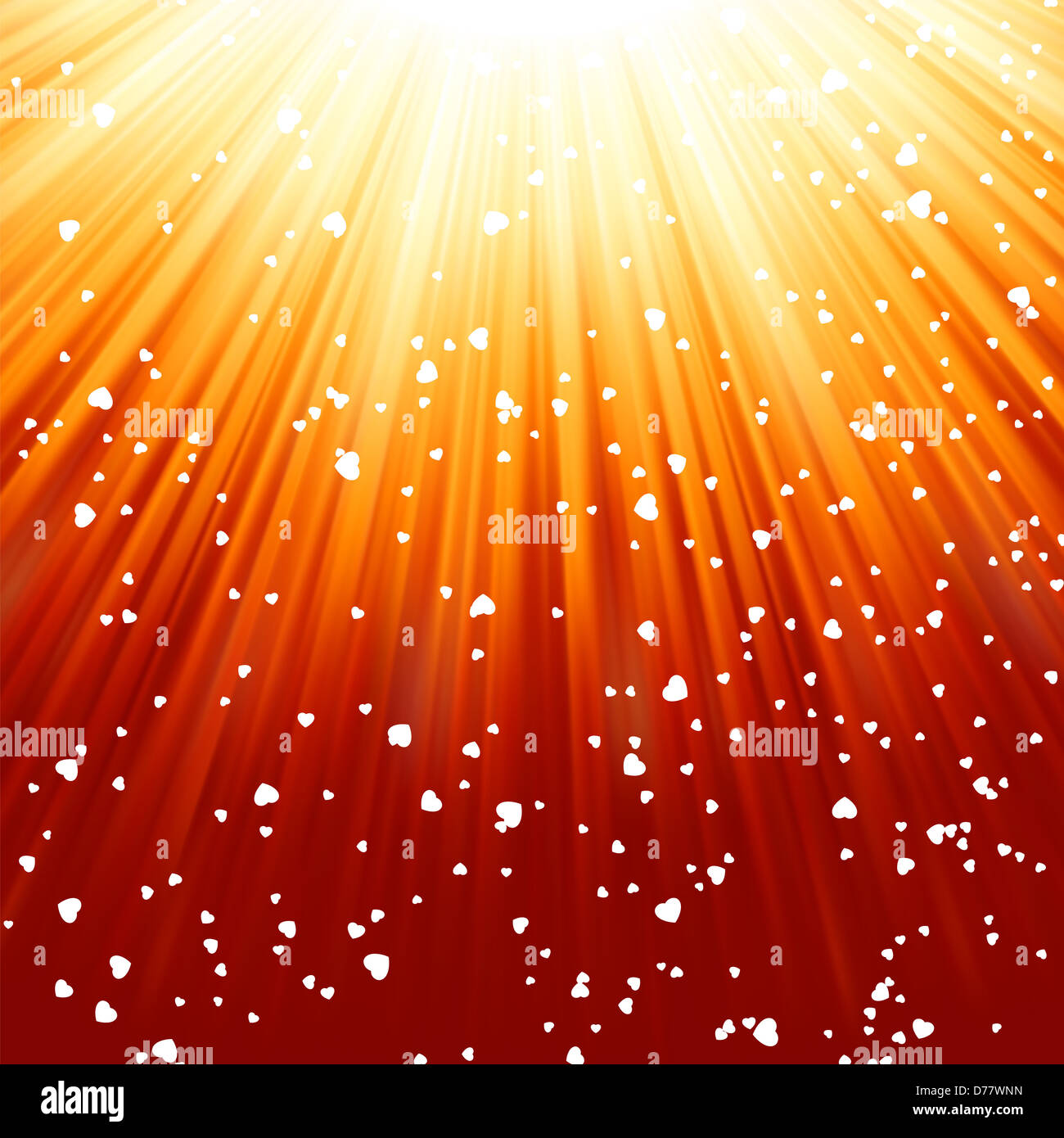 Little hearts floating on rays of light Stock Photo - Alamy