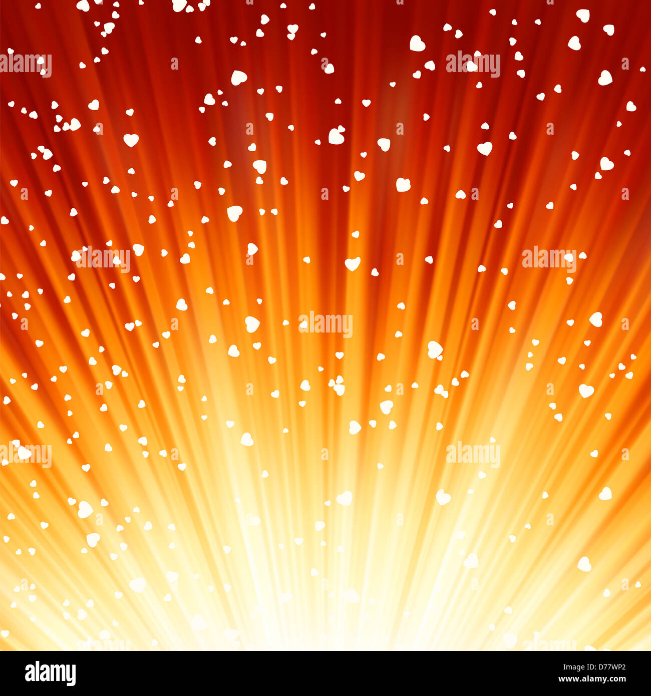 Little hearts floating on rays of light Stock Photo - Alamy