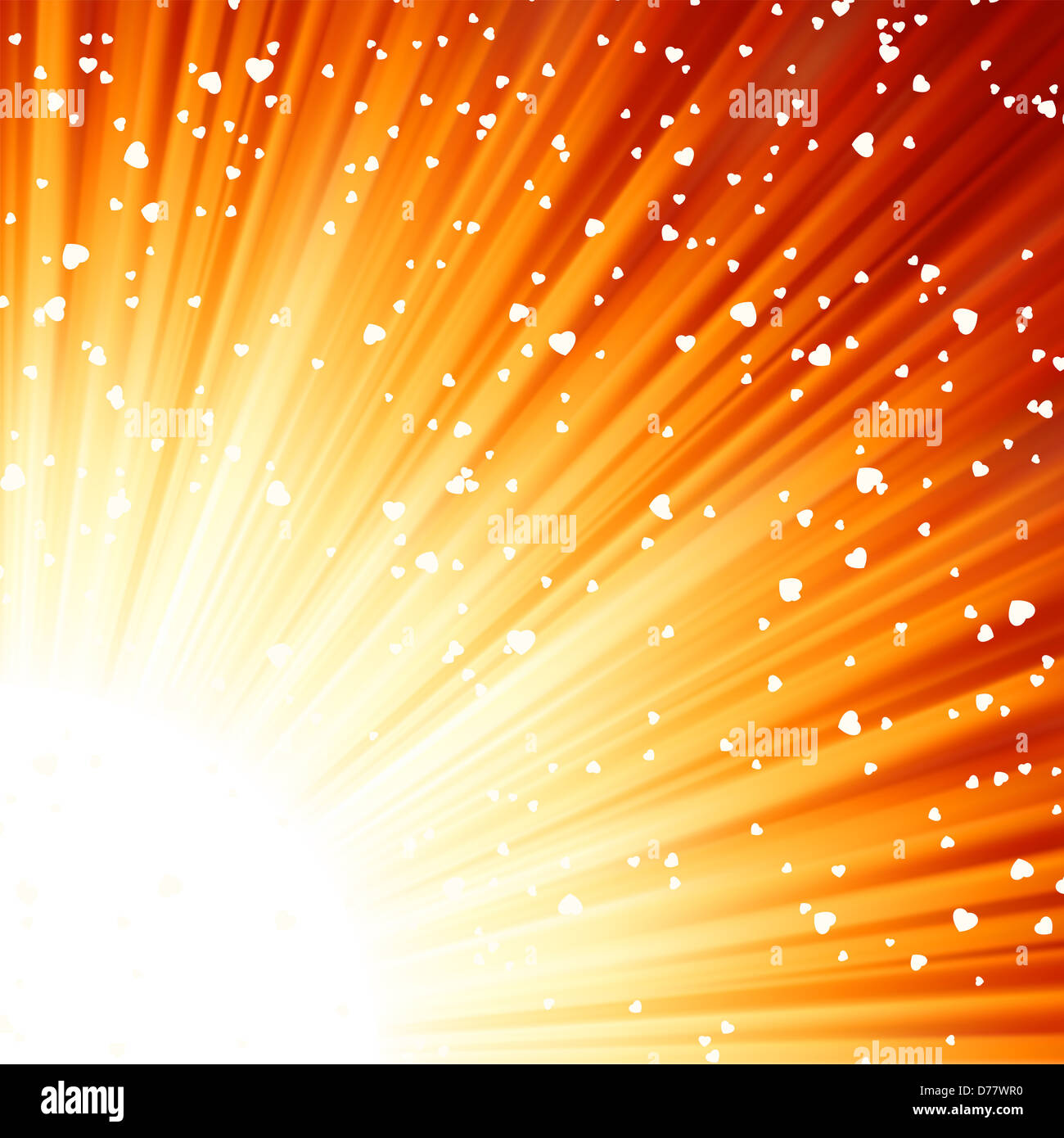 Little hearts floating on rays of light Stock Photo - Alamy