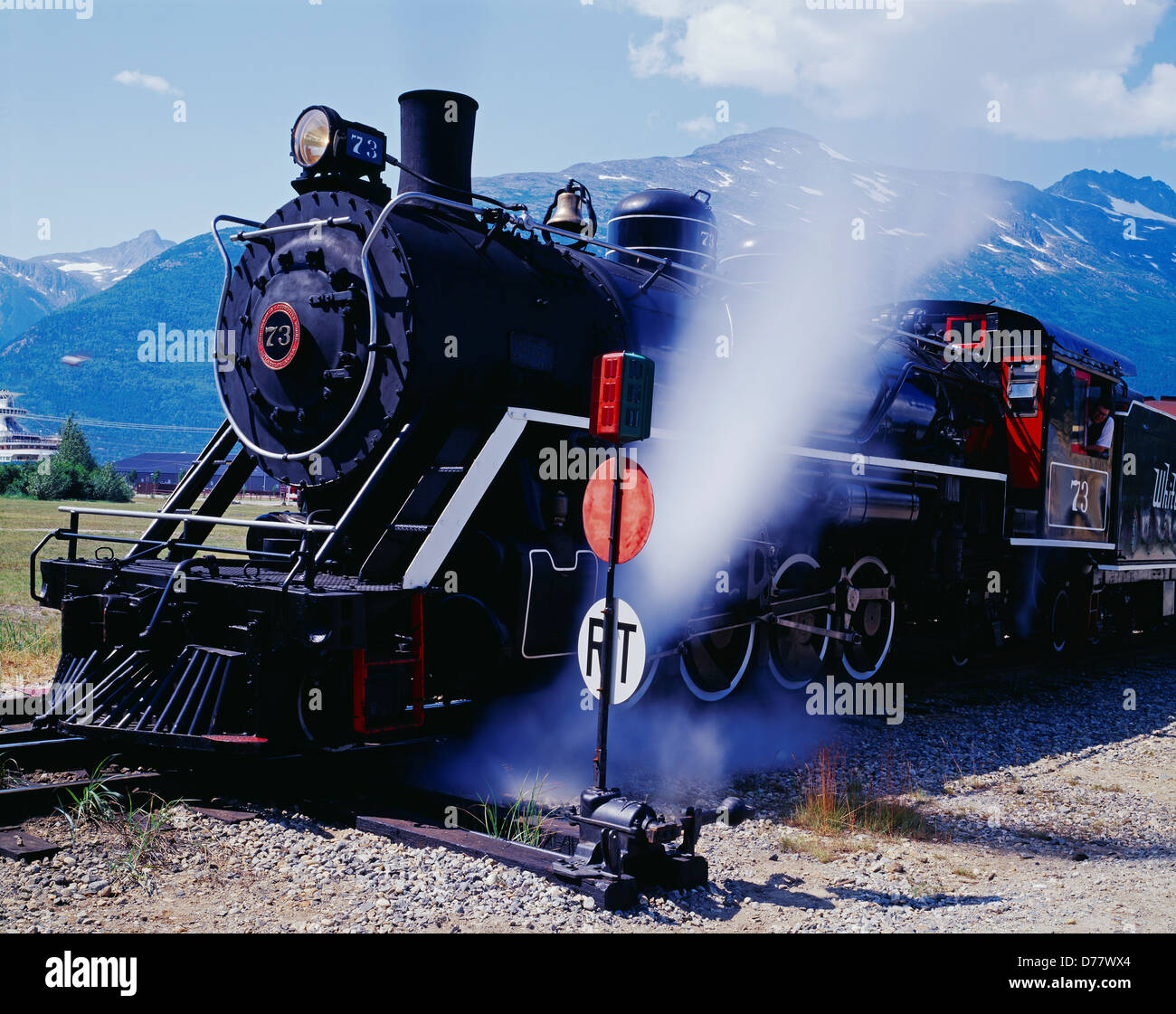 White Pass & Yukon route Railroad narrow guage steam engine number 73 ...
