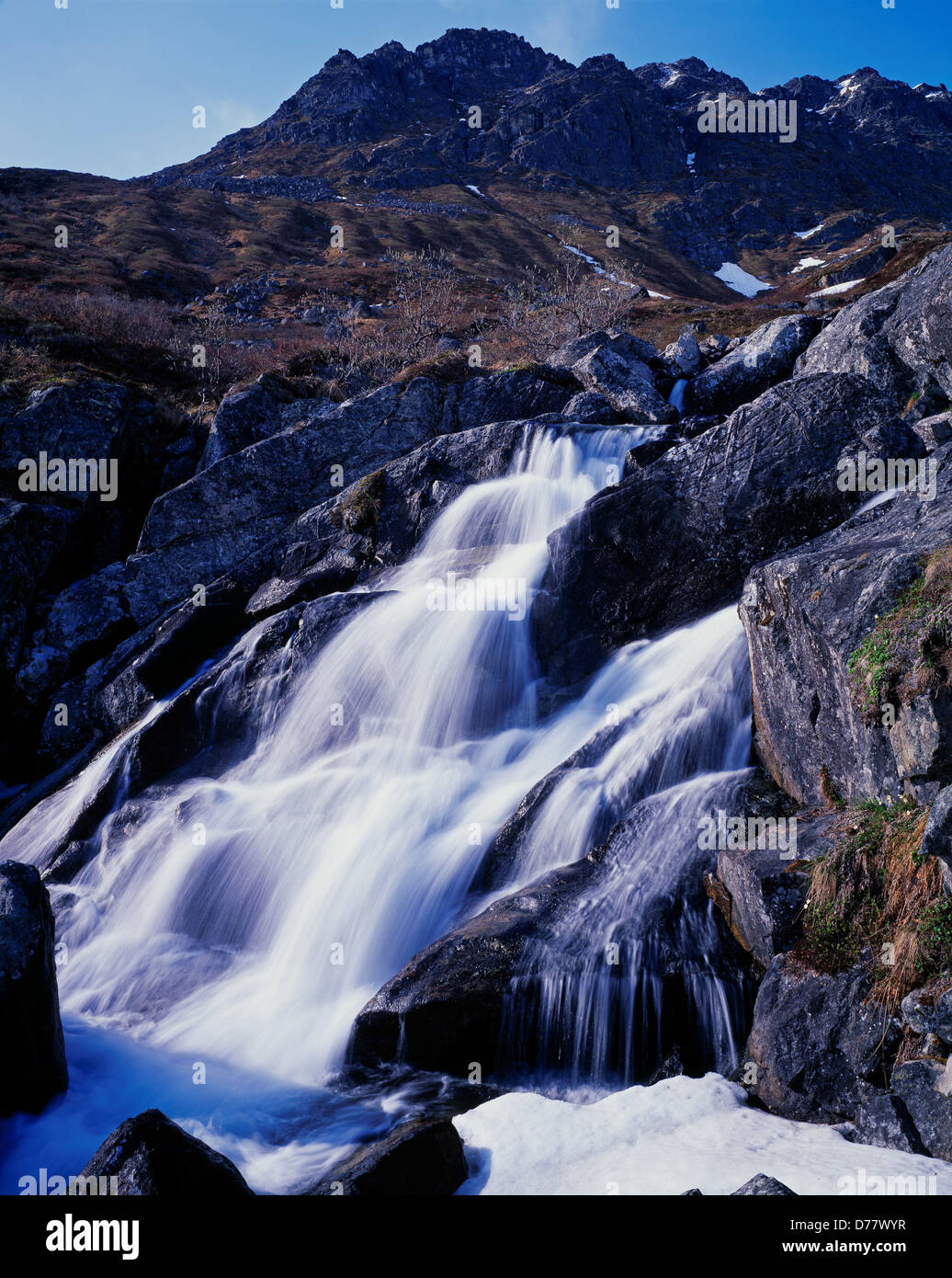 Small waterfall on Reed Creek Talkeetna Mountains Alaska Stock Photo ...