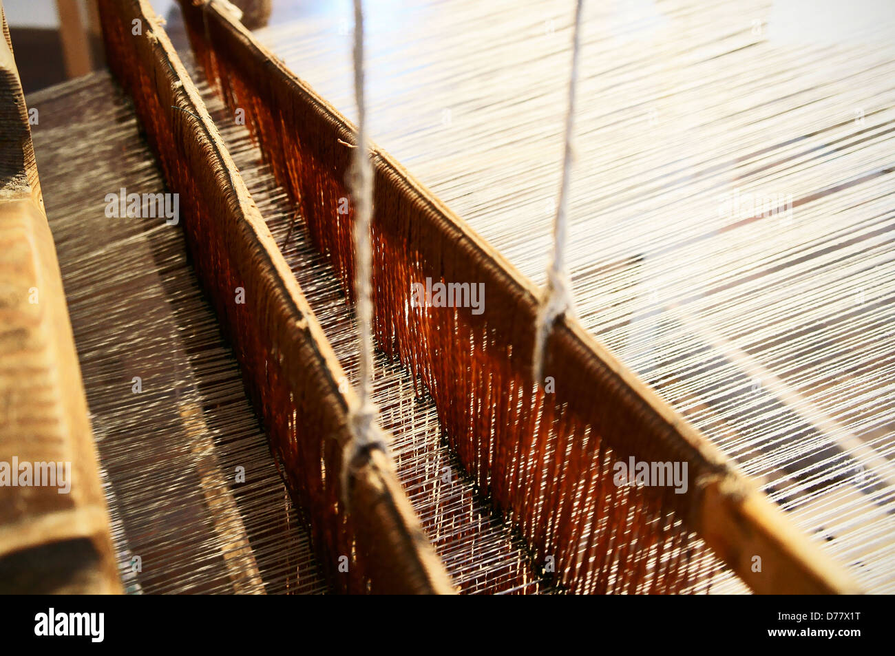 Detail of loom (weaving) exhibition Time Travels Trebic Castle Czech ...