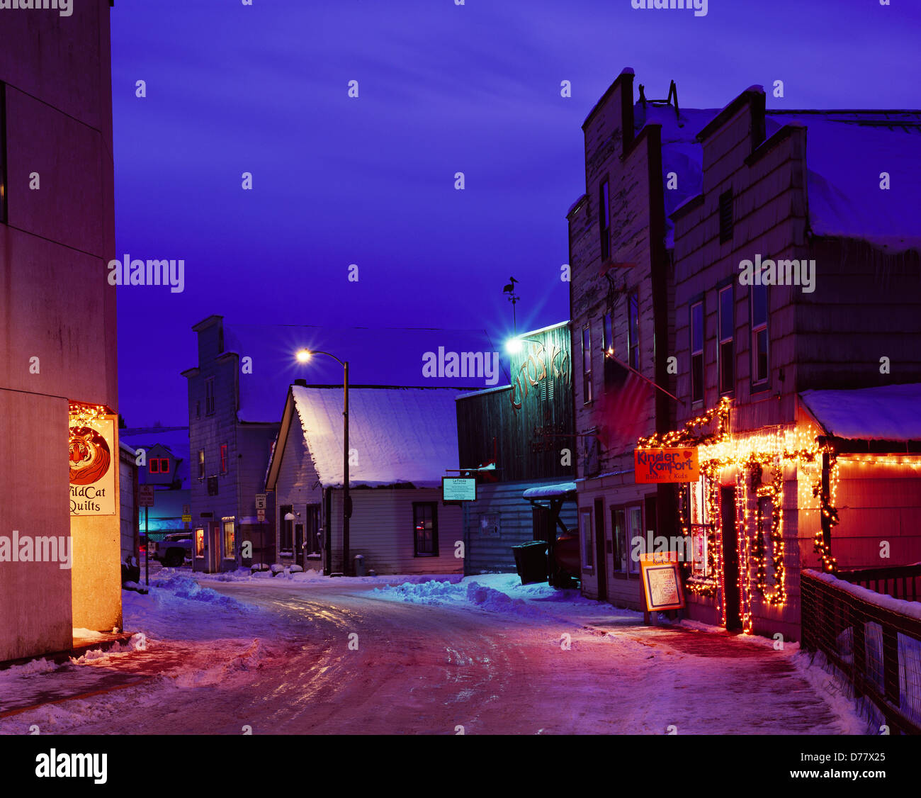 Dusk descending over Sing Lee Alley Mitkof Island Petersburg Alaska ...