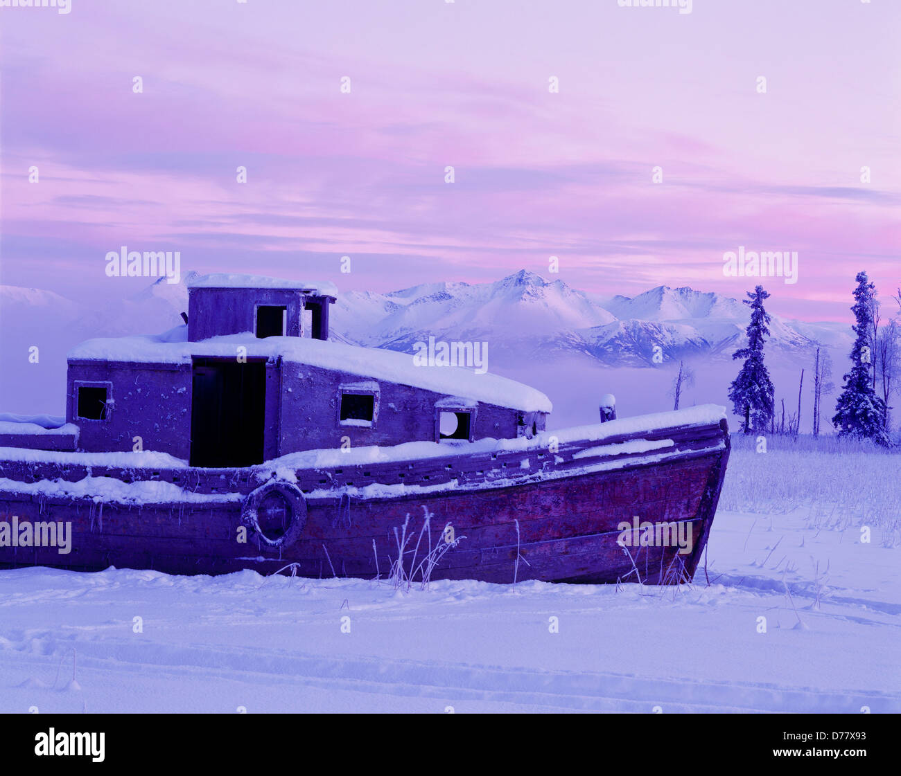 Winter view 'Nomad' grounded on flats along Knik Arm Cook Inlet by ...