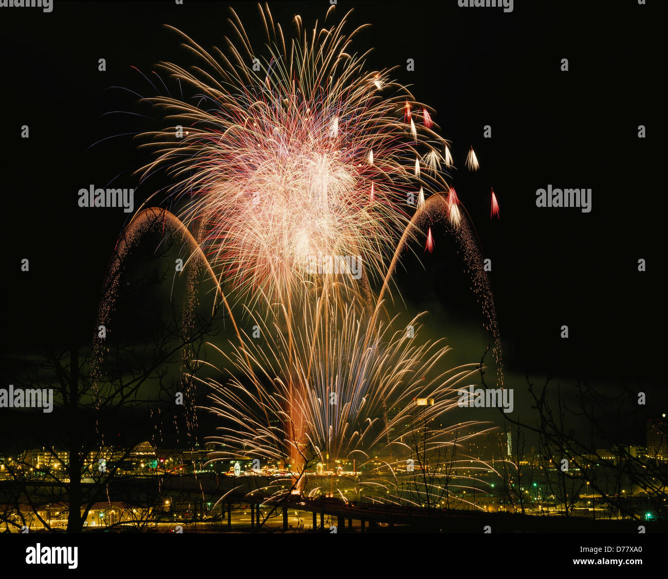 Fireworks during annual Fur Rondy celebration in February Anchorage ...