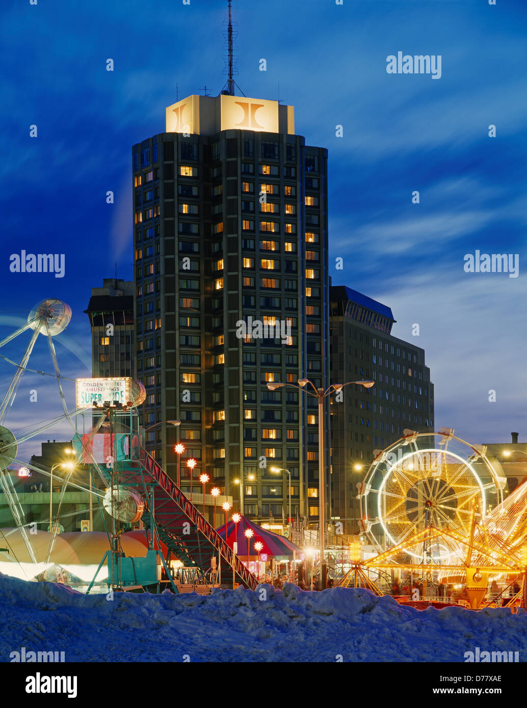 Winter carnival rides at annual Fur Rondy celebration Anchorage Alaska ...