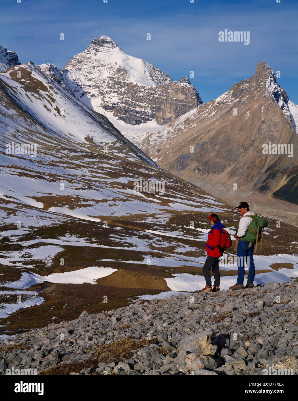 Sue Ellis Dan Metz overlooking Mount Athabasca Horn Athabasca Banff ...