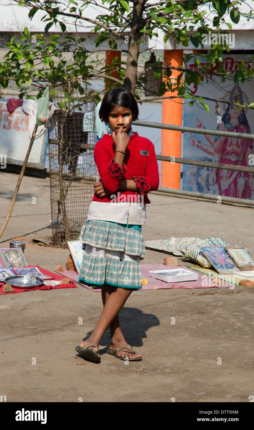 young girl,lost in thought,harihar ghat,river narmada,mandla,madhya ...