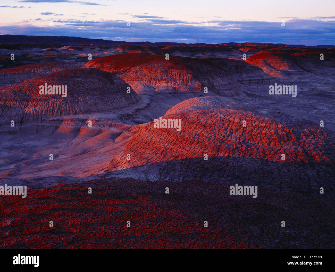 Warm light sunset illuminating scenic badlands Black Forest Tuff ...