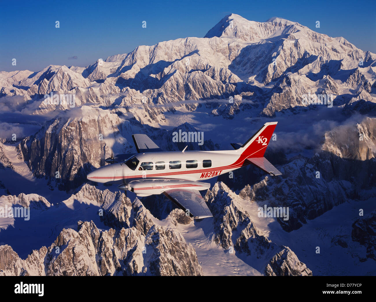 K2 Aviation's Piper Navajo Chieftain flying on east side Ruth Gorge ...