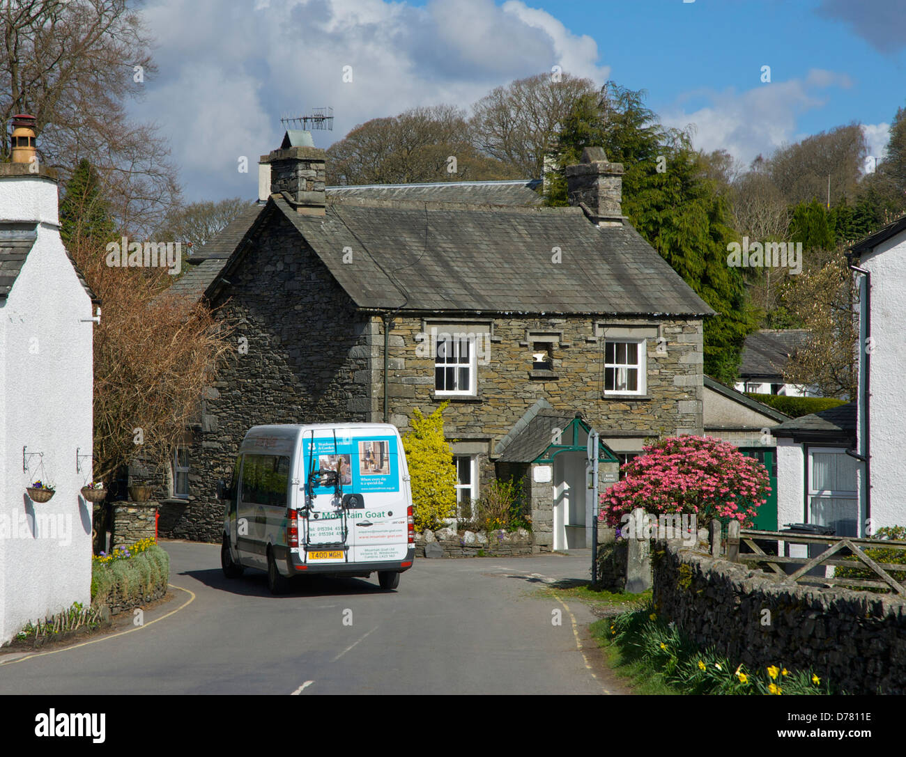 Mountain Goat bus in the village of Near Sawrey, Lake District National ...