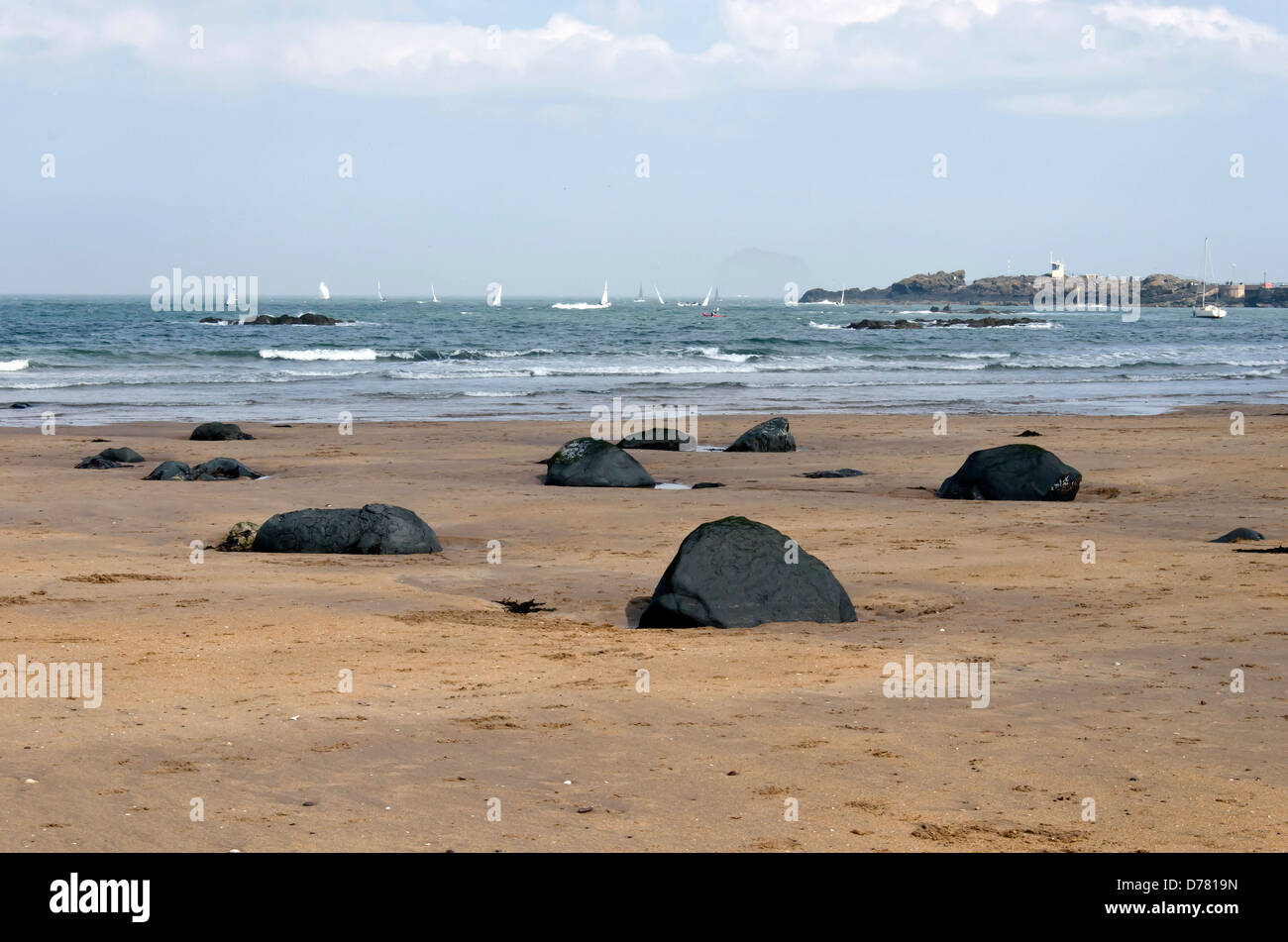 Part of the beach at North Berwick in East Lothian, Scotland, with the ...