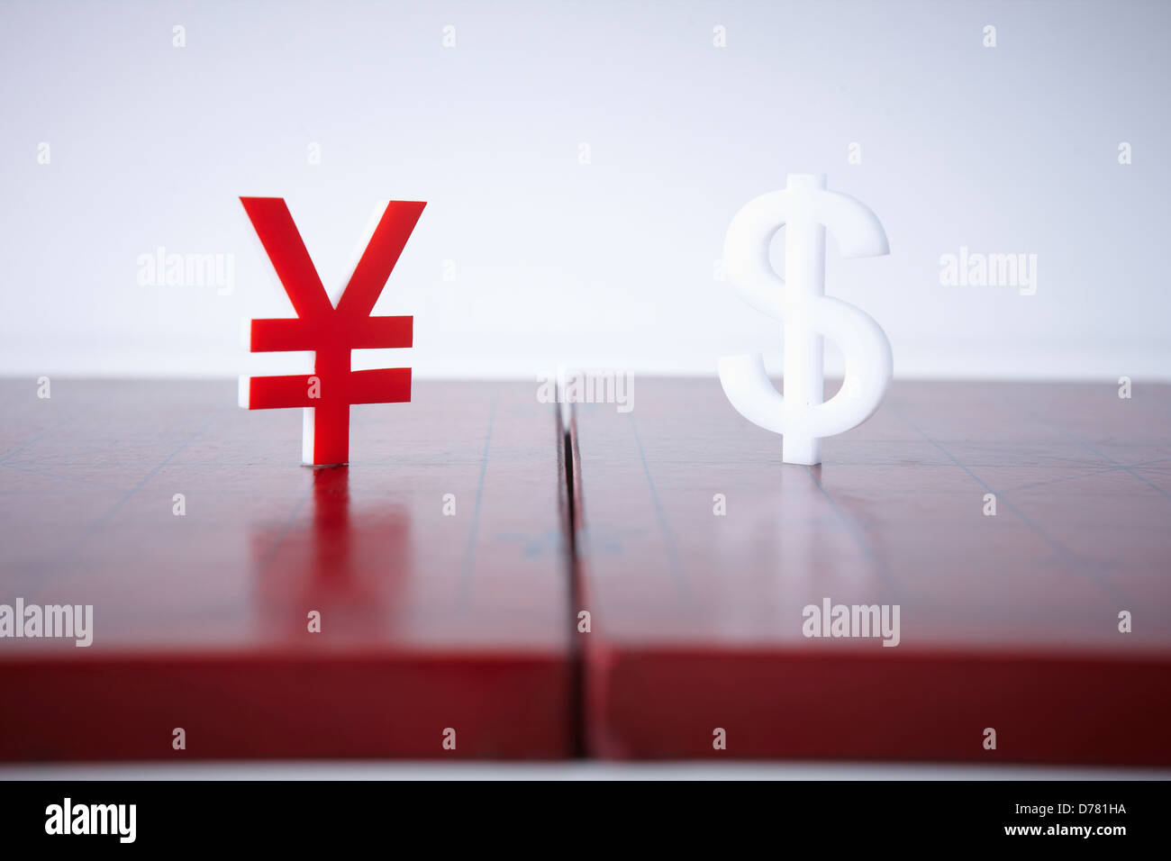 Chinese Yuan symbol and dollar symbol on the other side of xiangqi ...