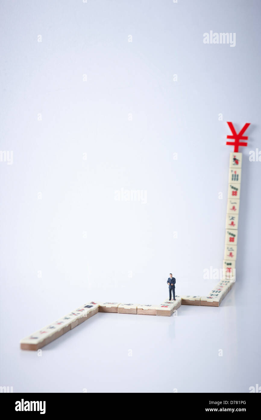 Chinese blocks forming a shape of increasing graph with Yuan on top ...