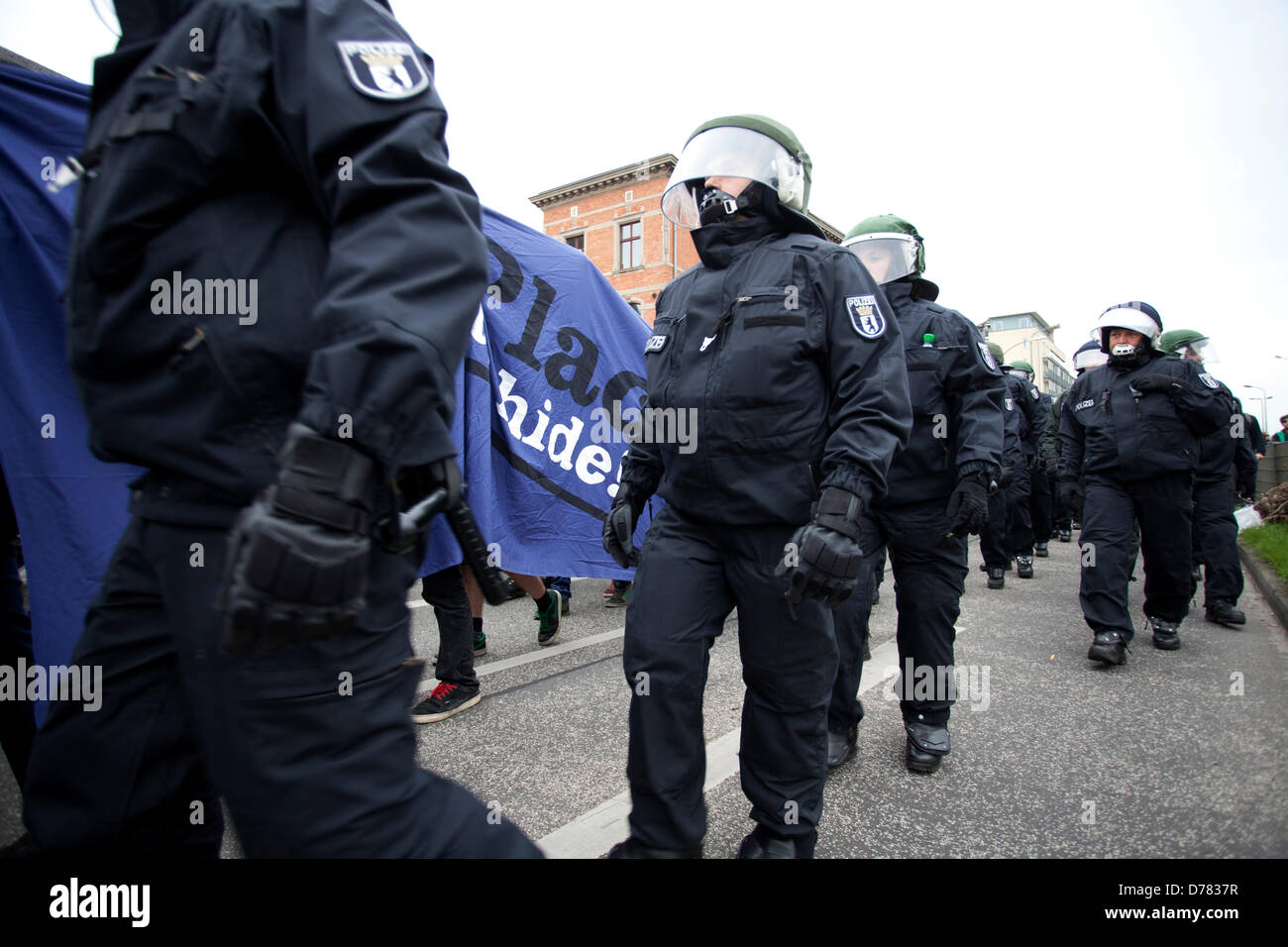Berlin, Germany. Heavy police presence as around 4000 demonstrators ...