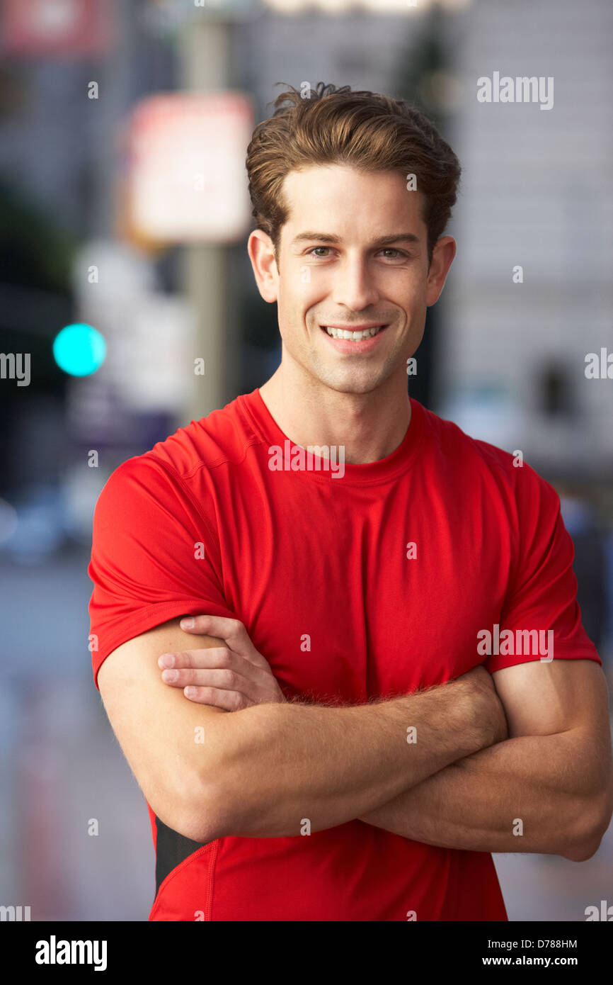 Portrait Of Male Runner On Urban Street Stock Photo - Alamy
