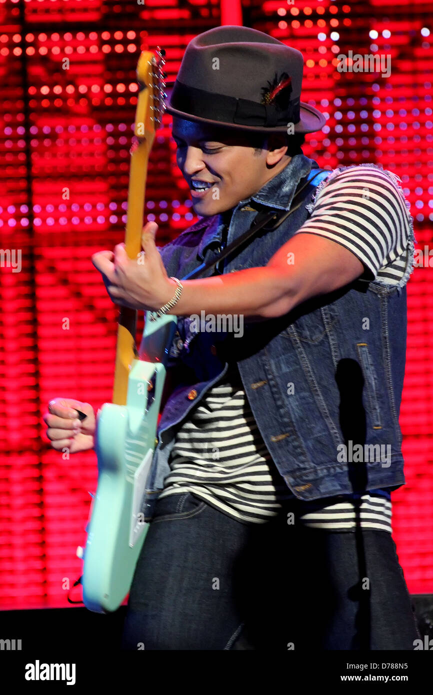 Bruno Mars performing live at The Pearl Theater inside the Palms Hotel ...