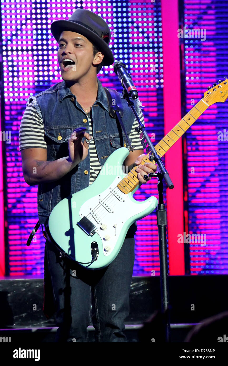 Bruno Mars performing live at The Pearl Theater inside the Palms Hotel ...