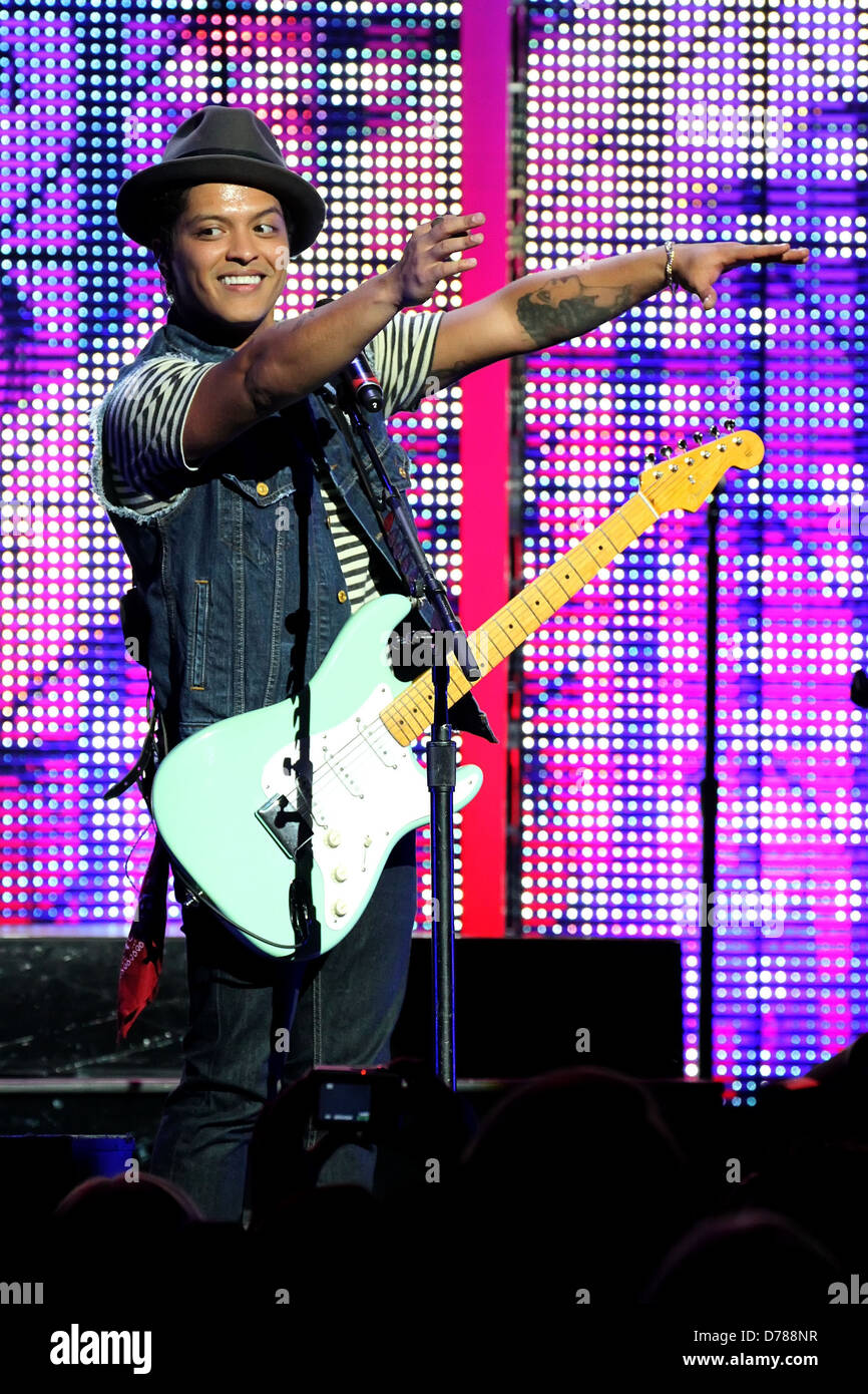 Bruno Mars performing live at The Pearl Theater inside the Palms Hotel ...