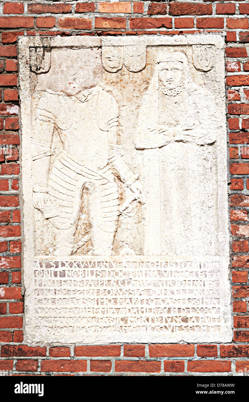 Outside the epitaph on the walls of the cathedral in Kaliningrad Stock ...