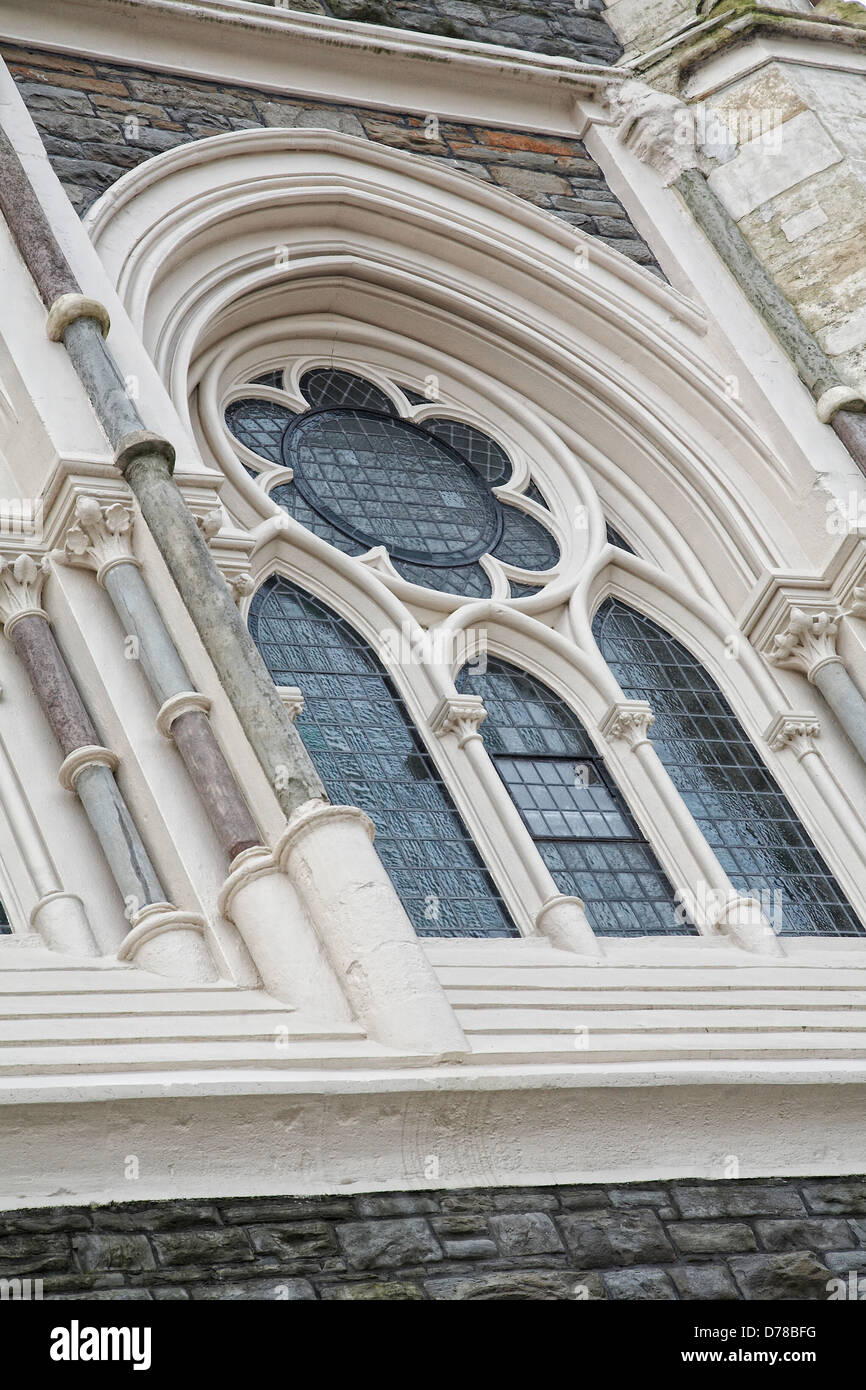 Arched windows outside Chapel 1877 in Cardiff, South Wales. A grade 2 ...