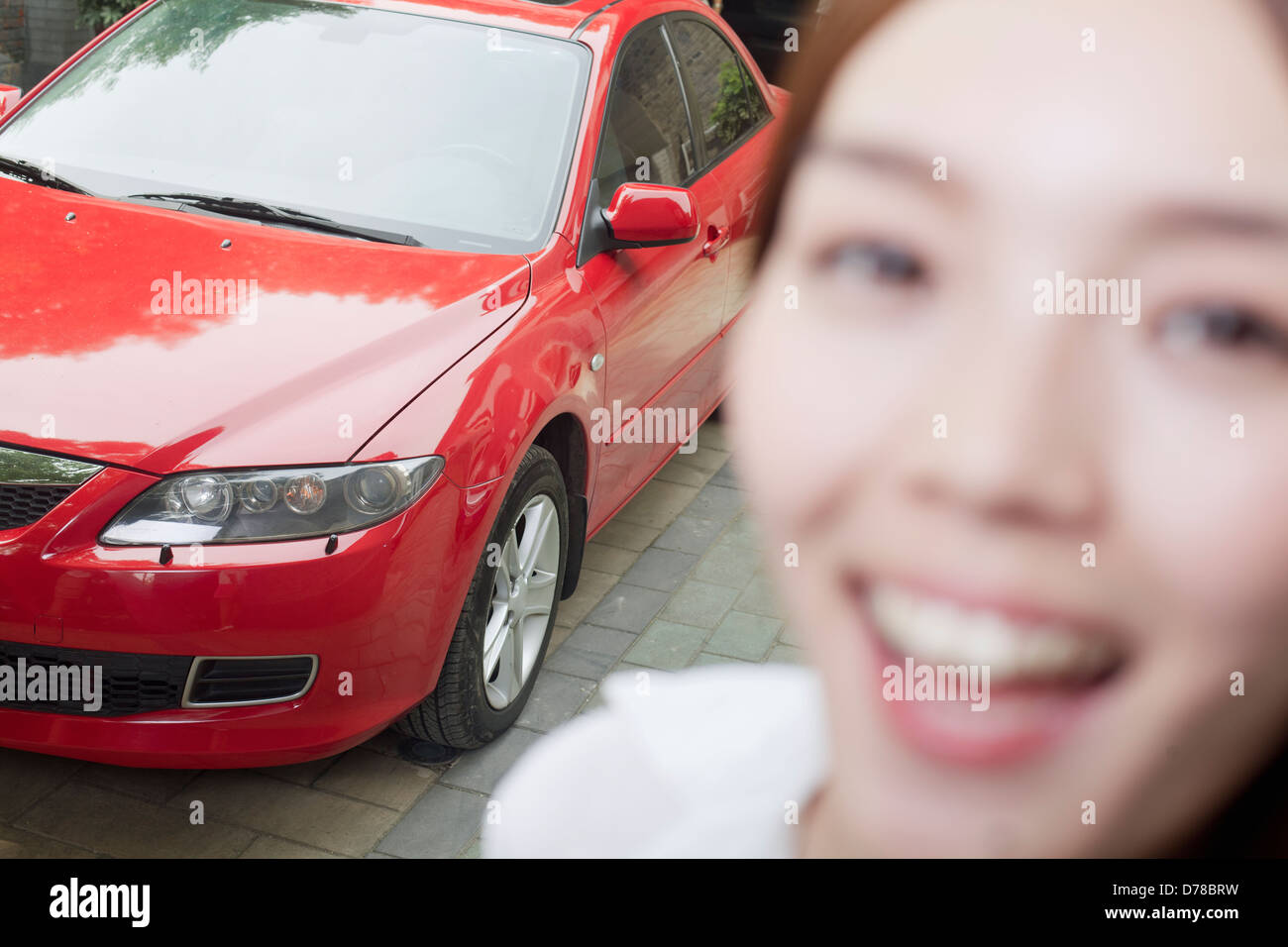 Young Woman and Her Car Stock Photo - Alamy