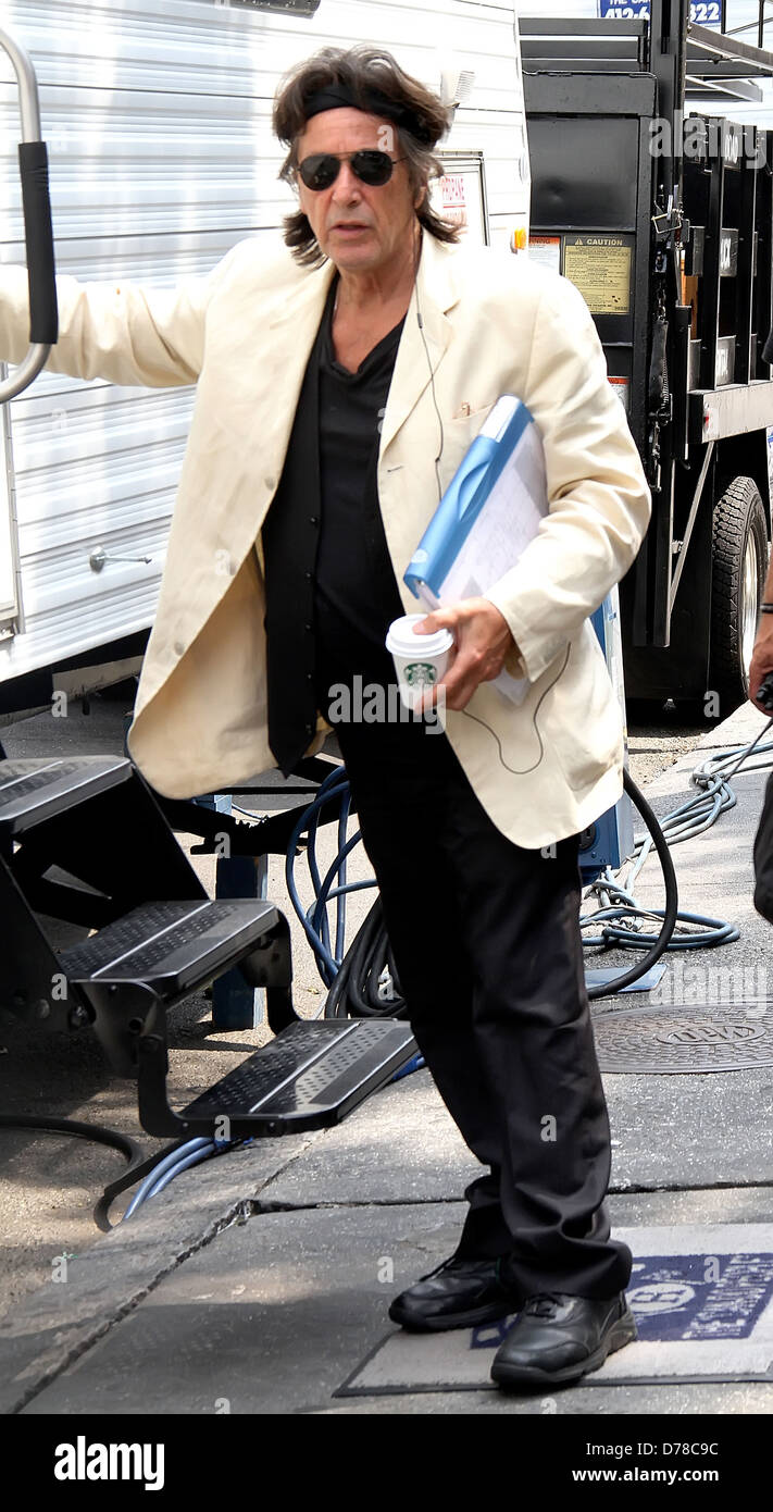 Al Pacino leaving his trailer on the set of HBO's untitled Phil Spector ...