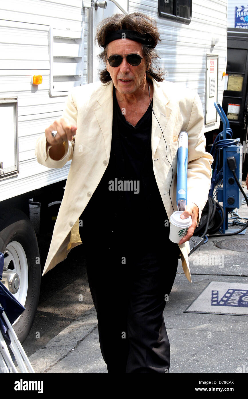 Al Pacino leaving his trailer on the set of HBO's untitled Phil Spector ...
