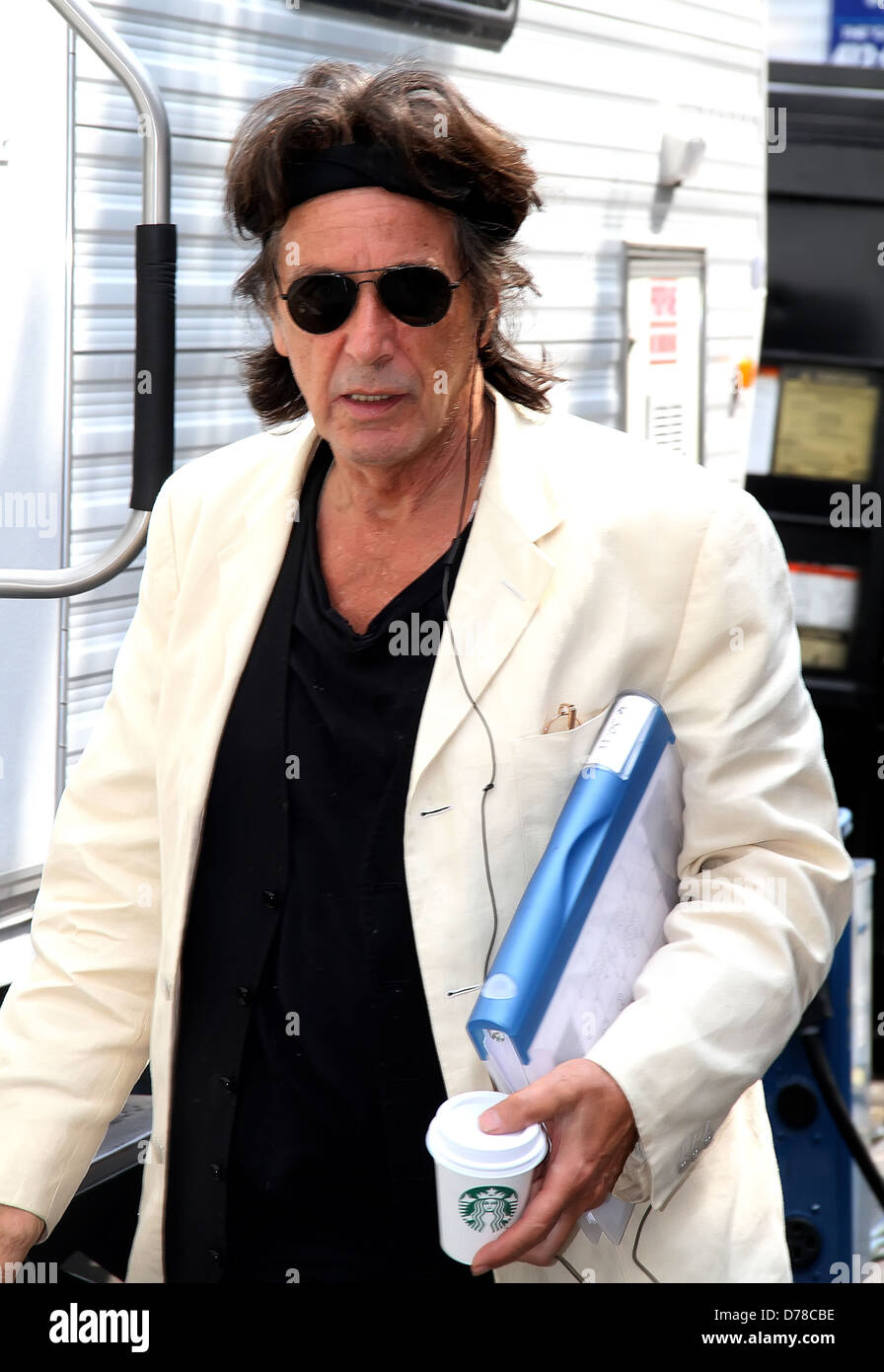 Al Pacino leaving his trailer on the set of HBO's untitled Phil Spector ...