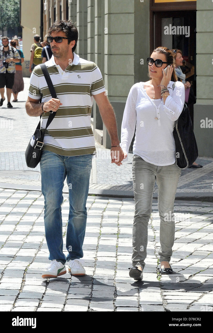 Italian footballer Gianluigi Buffon shopping in the centre of Prague TV ...