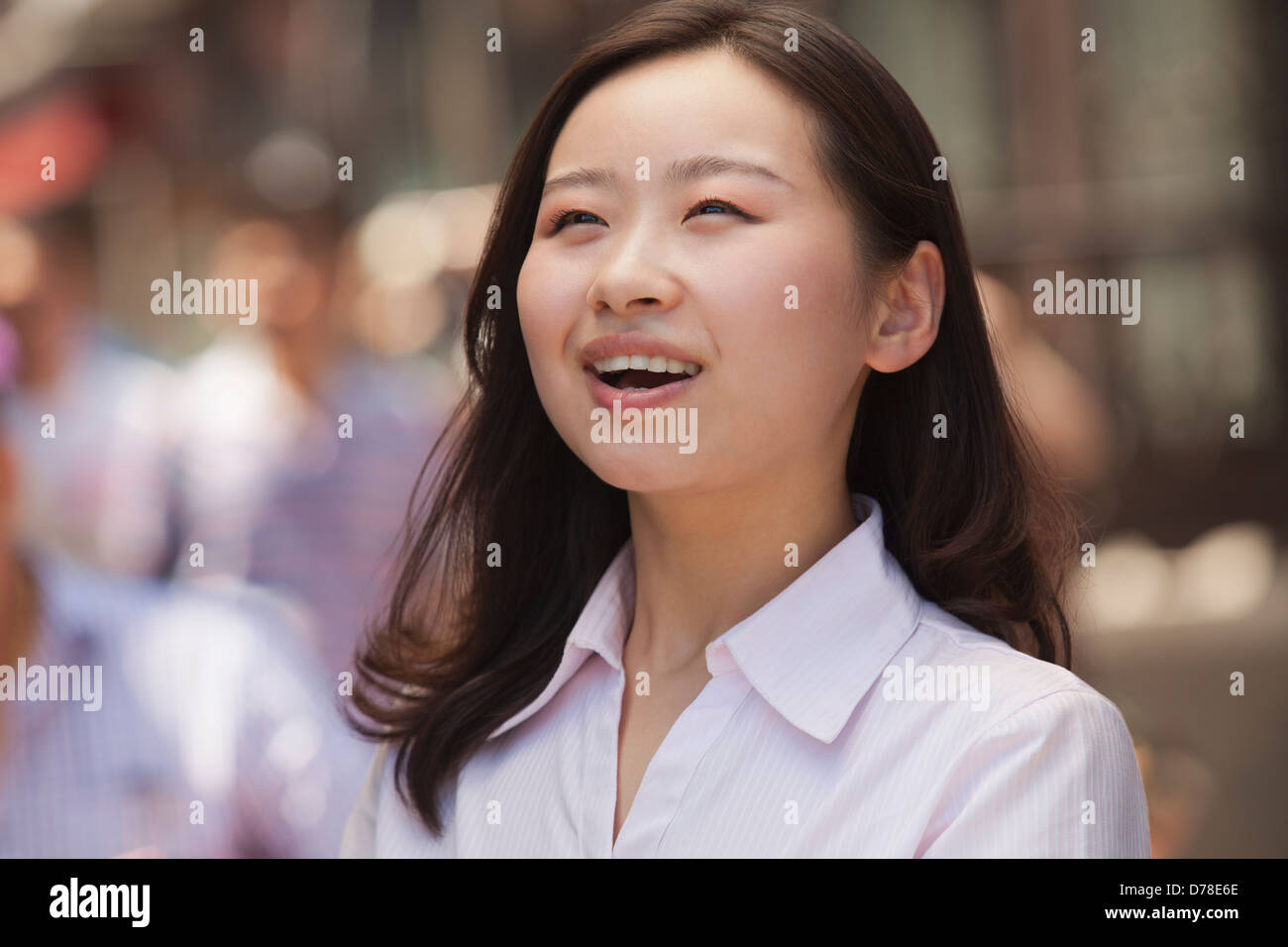 Portrait of happy young women on the street, Beijing Stock Photo - Alamy