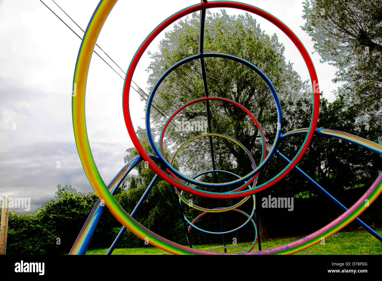 Children's public hooped climbing frame, digitally altered using ...