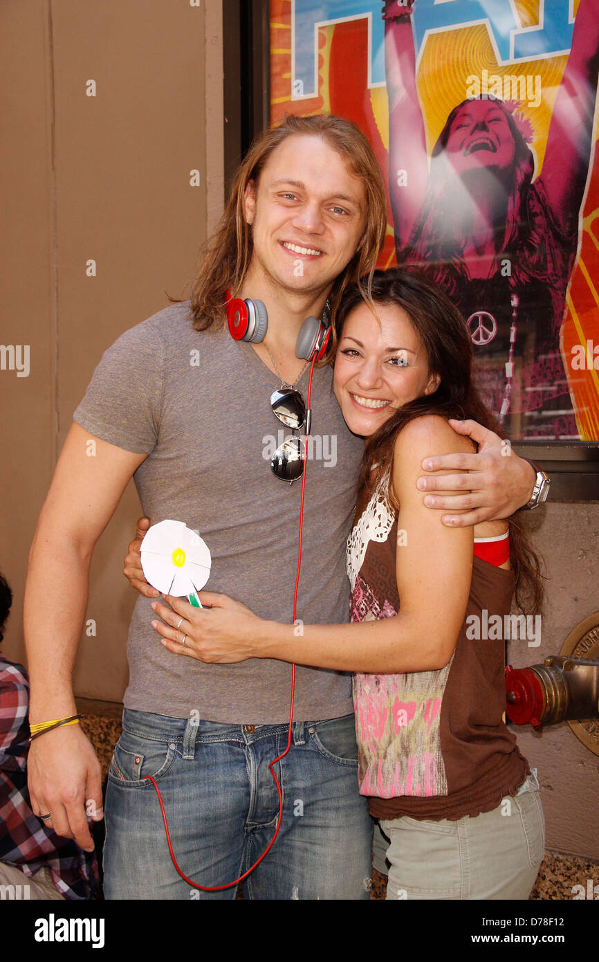 Matt DeAngelis and Caren Lyn Tackett attend the 'Hair' on Broadway Free ...