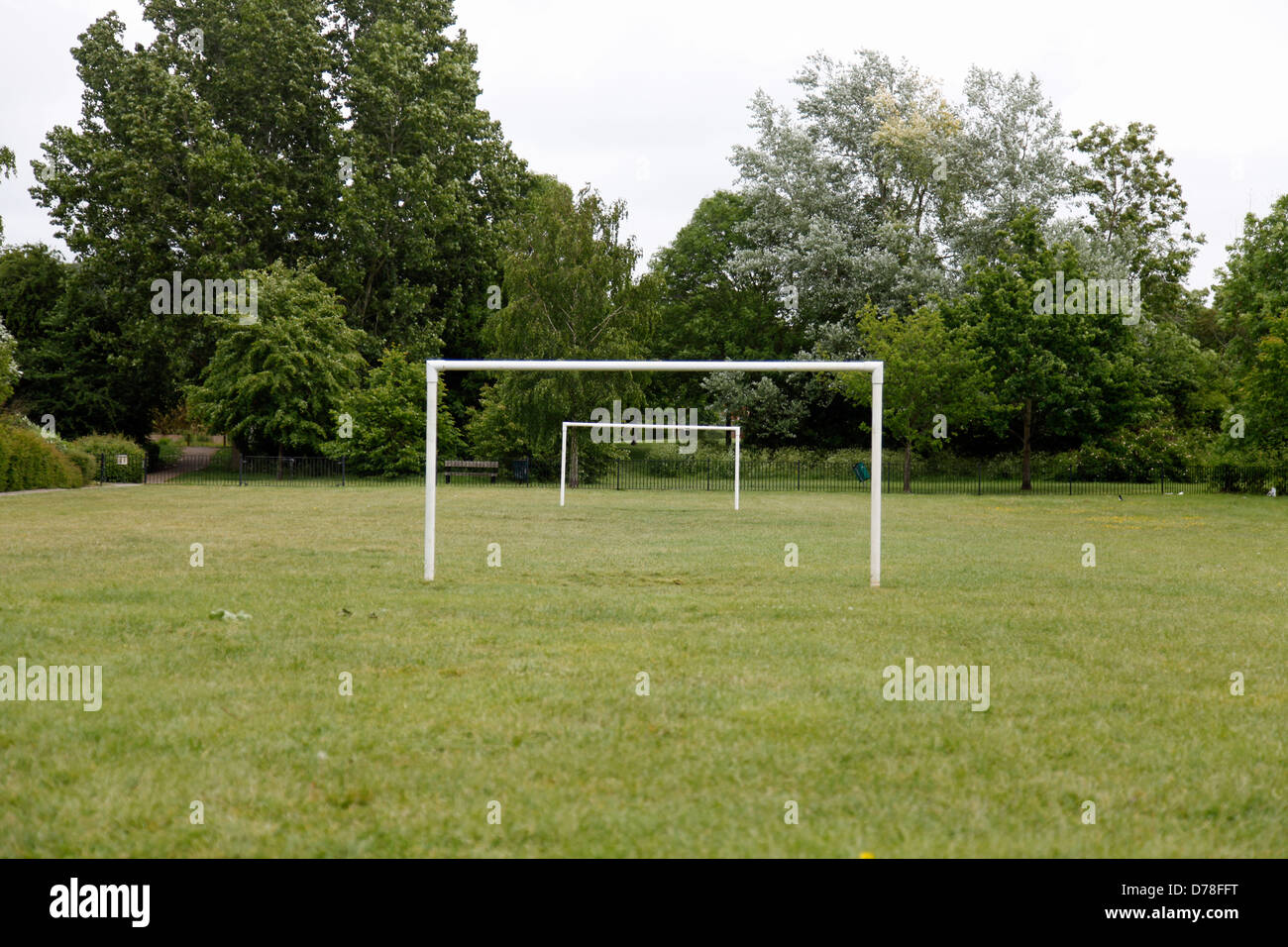 Children's public football pitch & goal posts Stock Photo - Alamy
