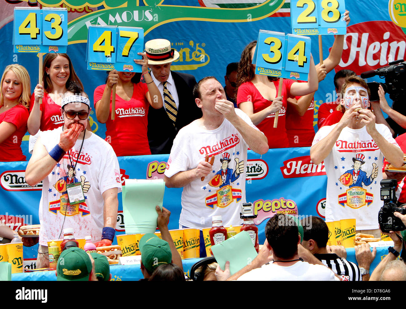 Patrick Bertoletti, Joey Chestnut and Tim Janus aka Eater X Nathan's ...