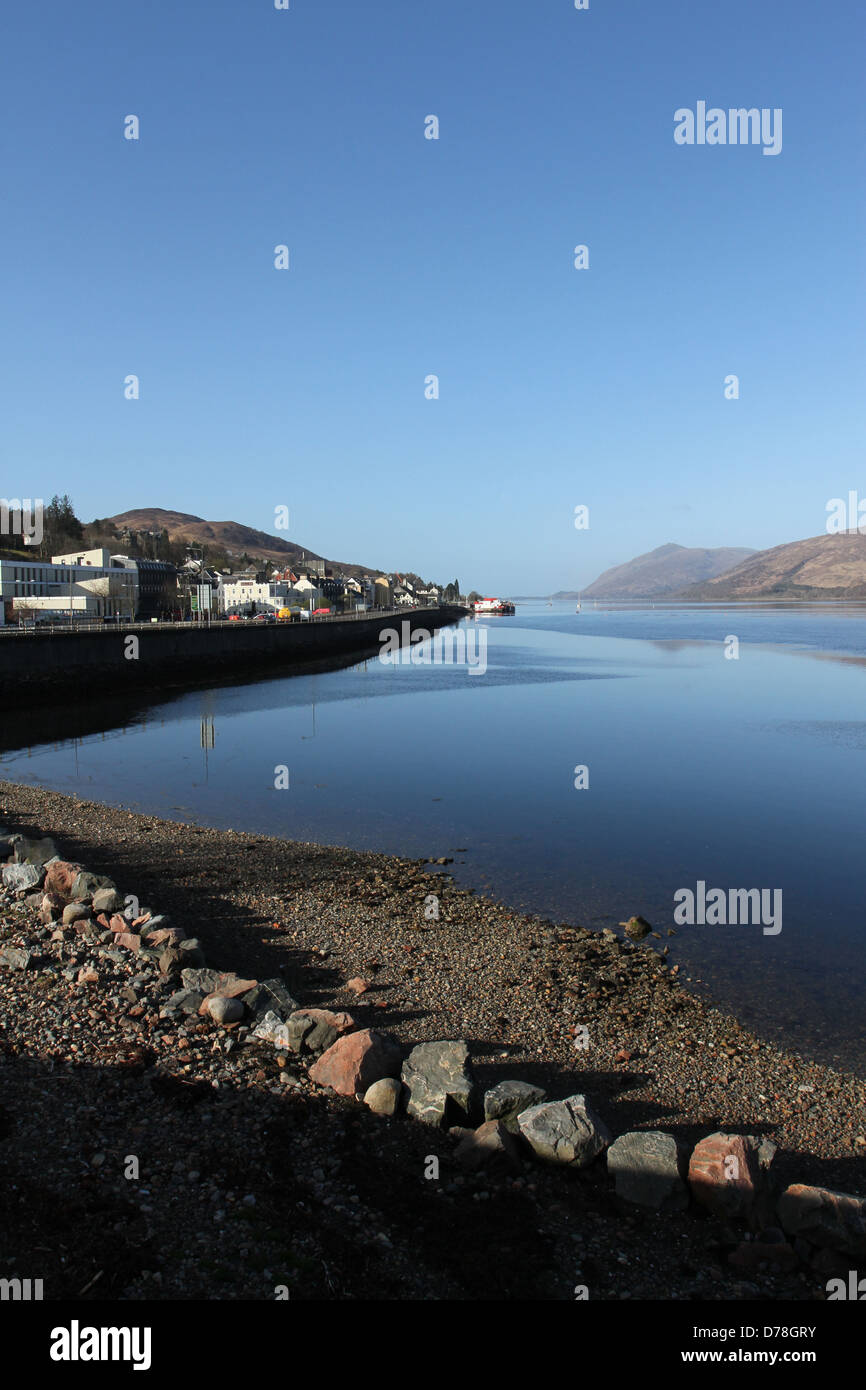 Fort William waterfront and Loch Linnhe Scotland April 2013 Stock Photo ...