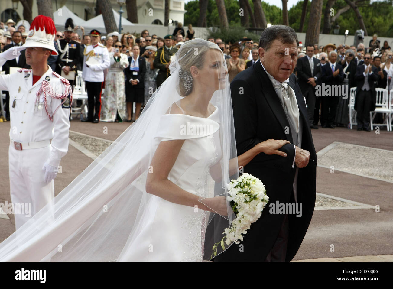 Princess Charlene of Monaco is accompanied by her father Michael ...