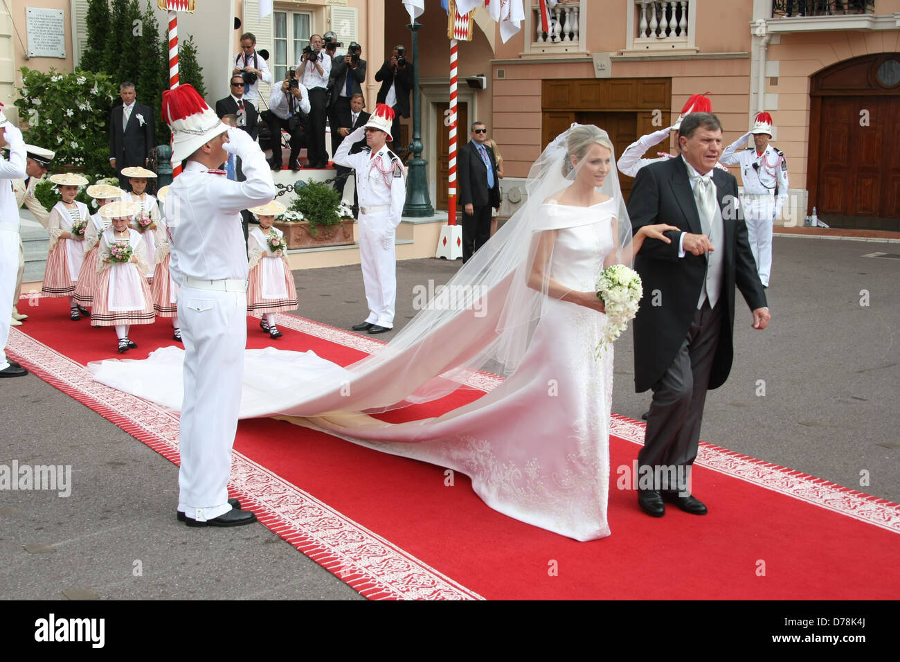 Princess Charlene of Monaco is accompanied by her father Michael ...