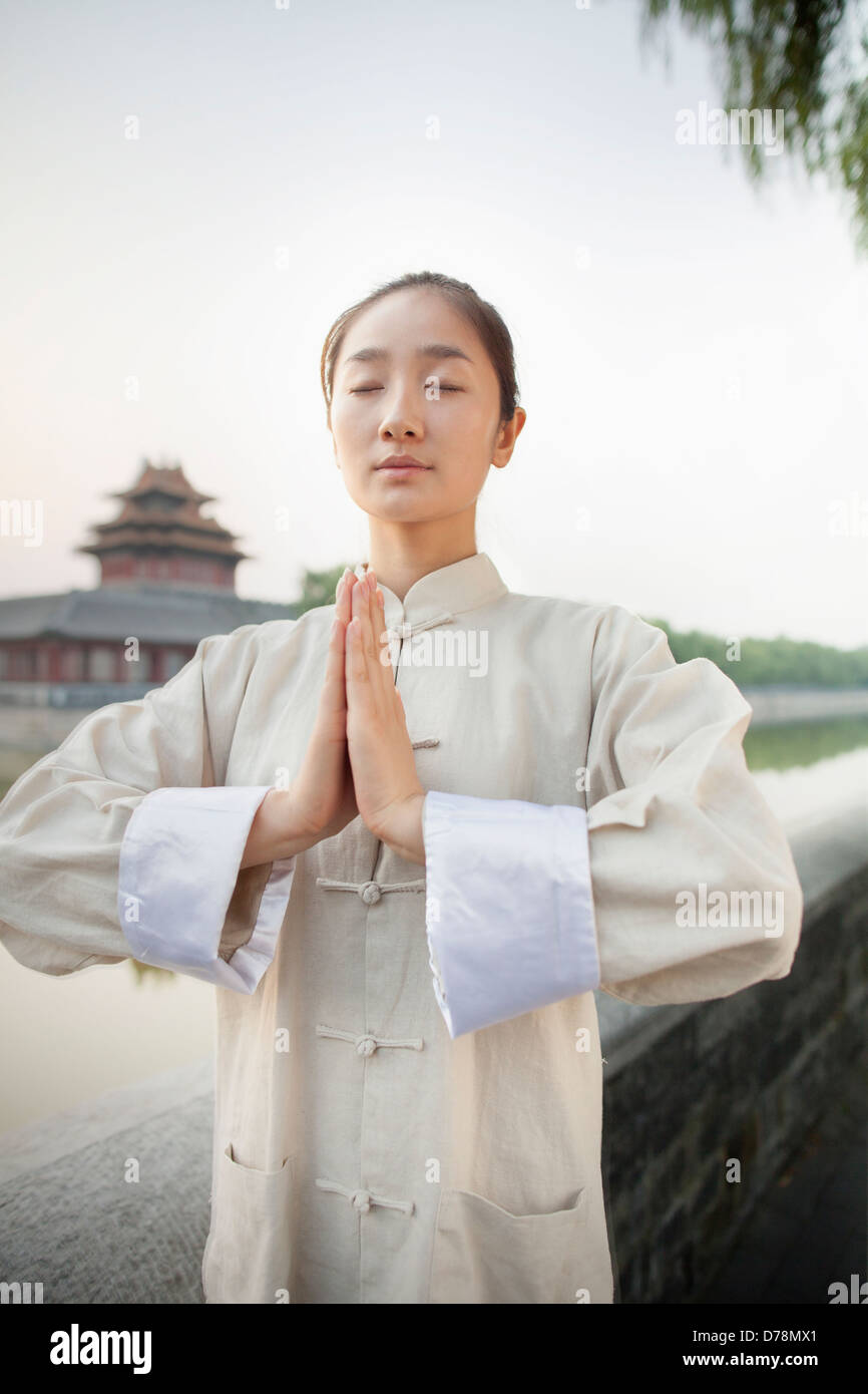 Young Woman Practicing Tai Ji Stock Photo - Alamy