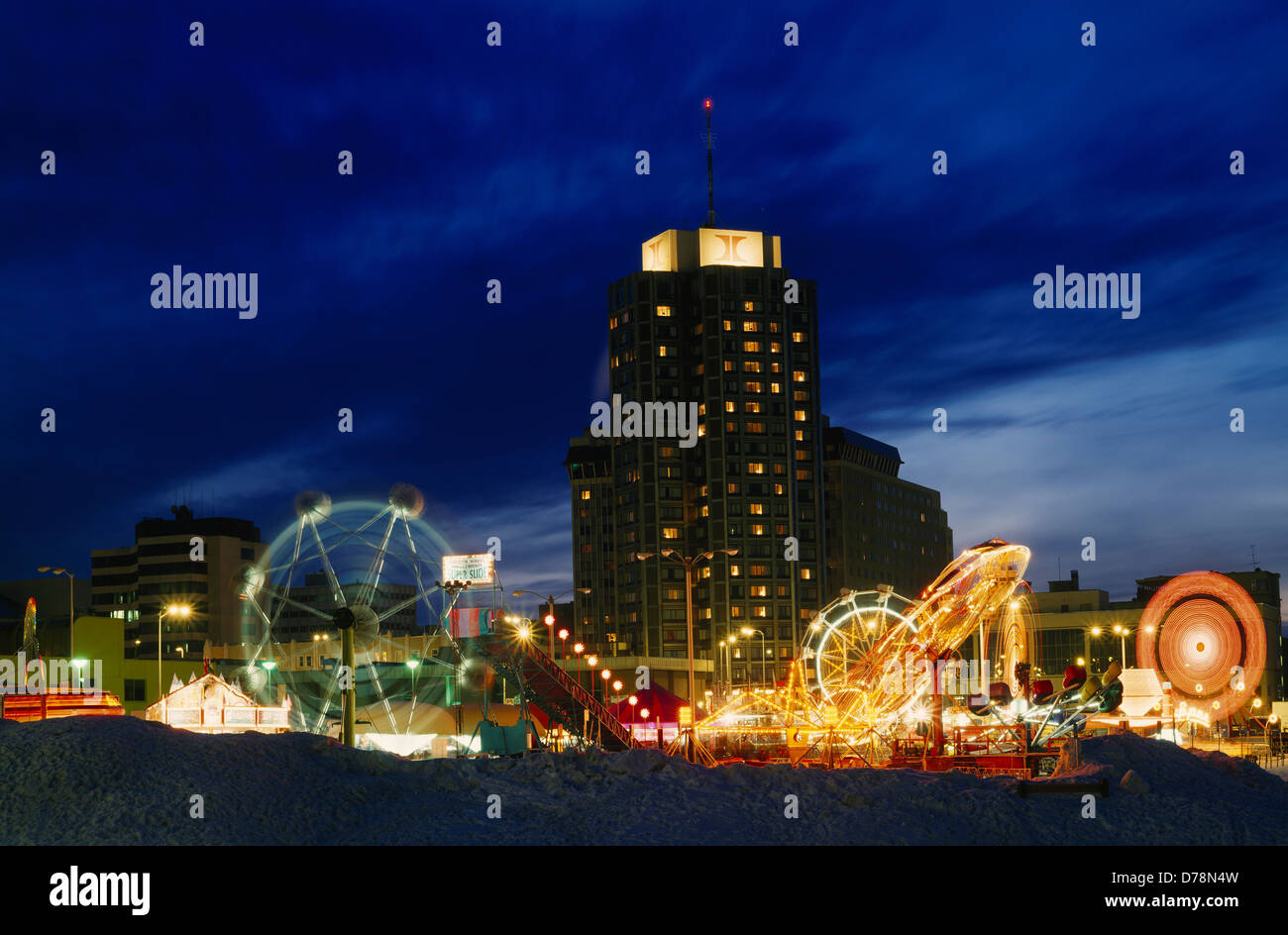 Winter carnival rides at annual Fur Rondy celebration Anchorage Alaska ...