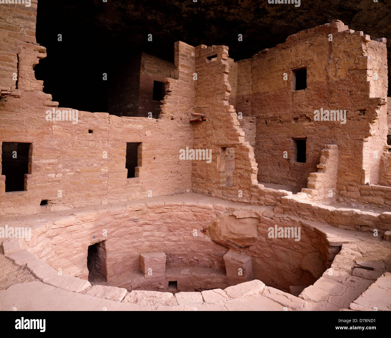 Circular kiva at Spruce Tree House Ancestral Pueblo cliff dwelling Mesa ...
