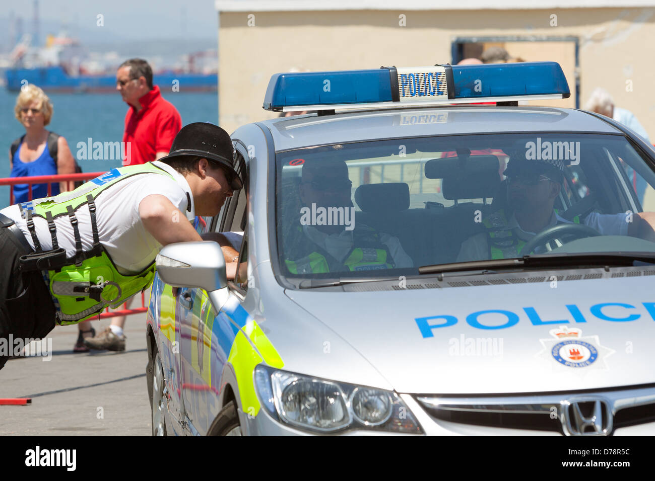 police patrol & security at Gibraltar docks Stock Photo - Alamy
