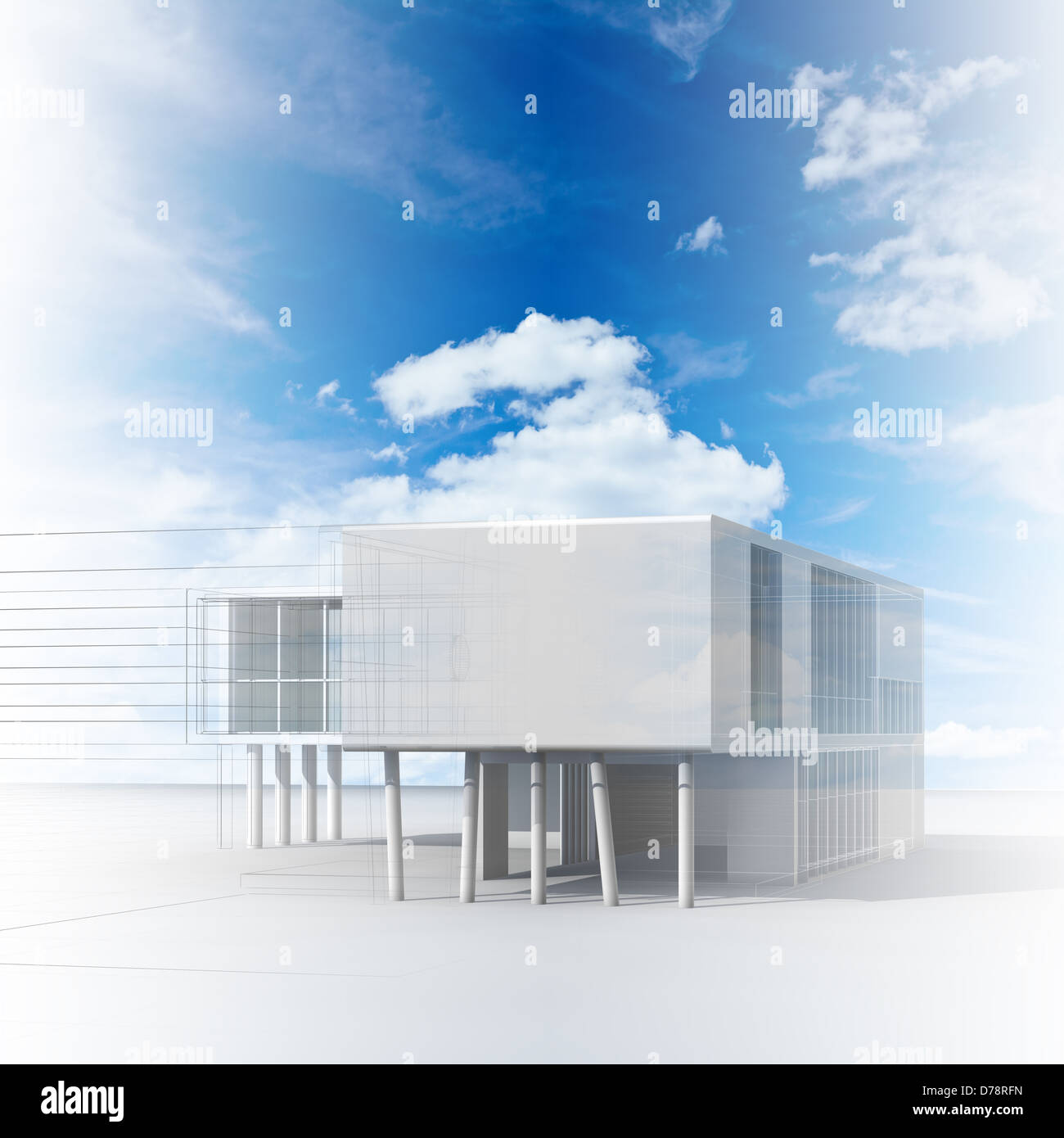 Cottage construction. Building design and 3d model my own Stock Photo ...