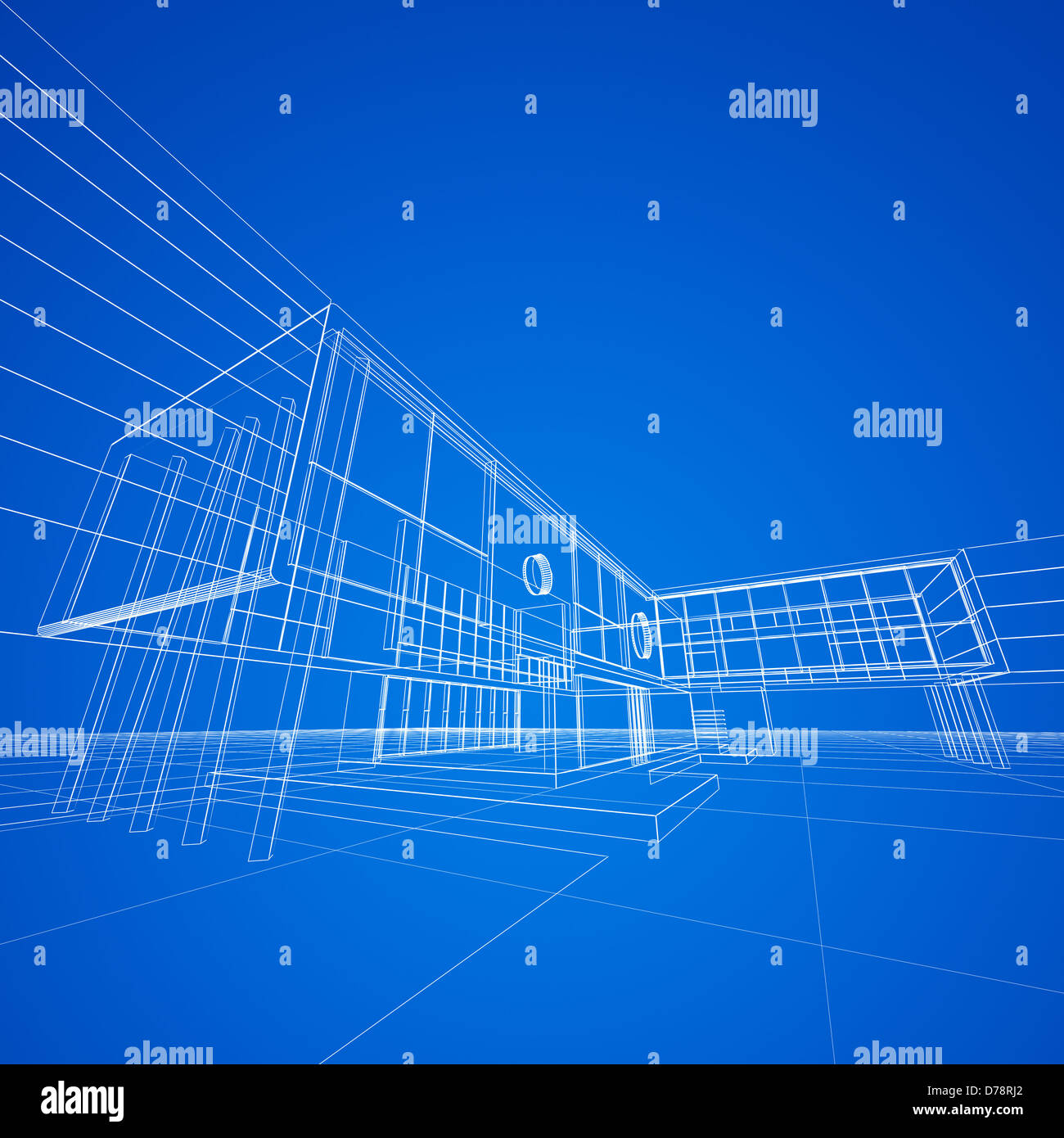 Blueprint on blue. My design and 3d model Stock Photo - Alamy