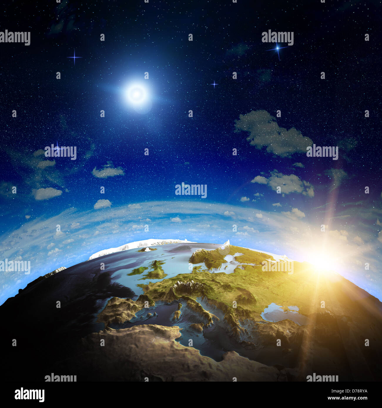 Europe sunrise. Elements of this image furnished by NASA Stock Photo ...