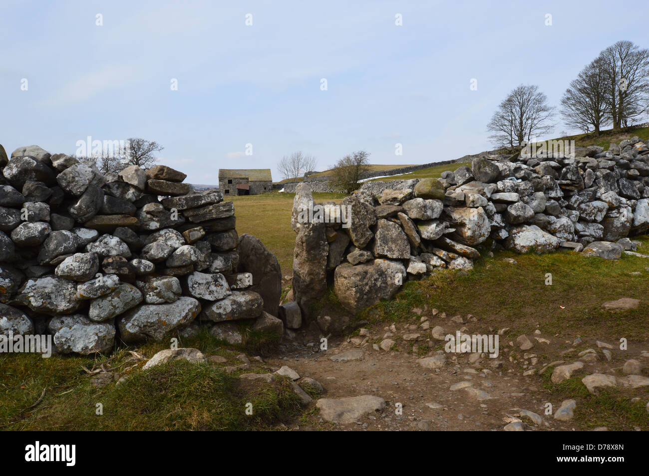 Stile in Dry Stone Wall near Grassington on the Dales Way Long Distance ...