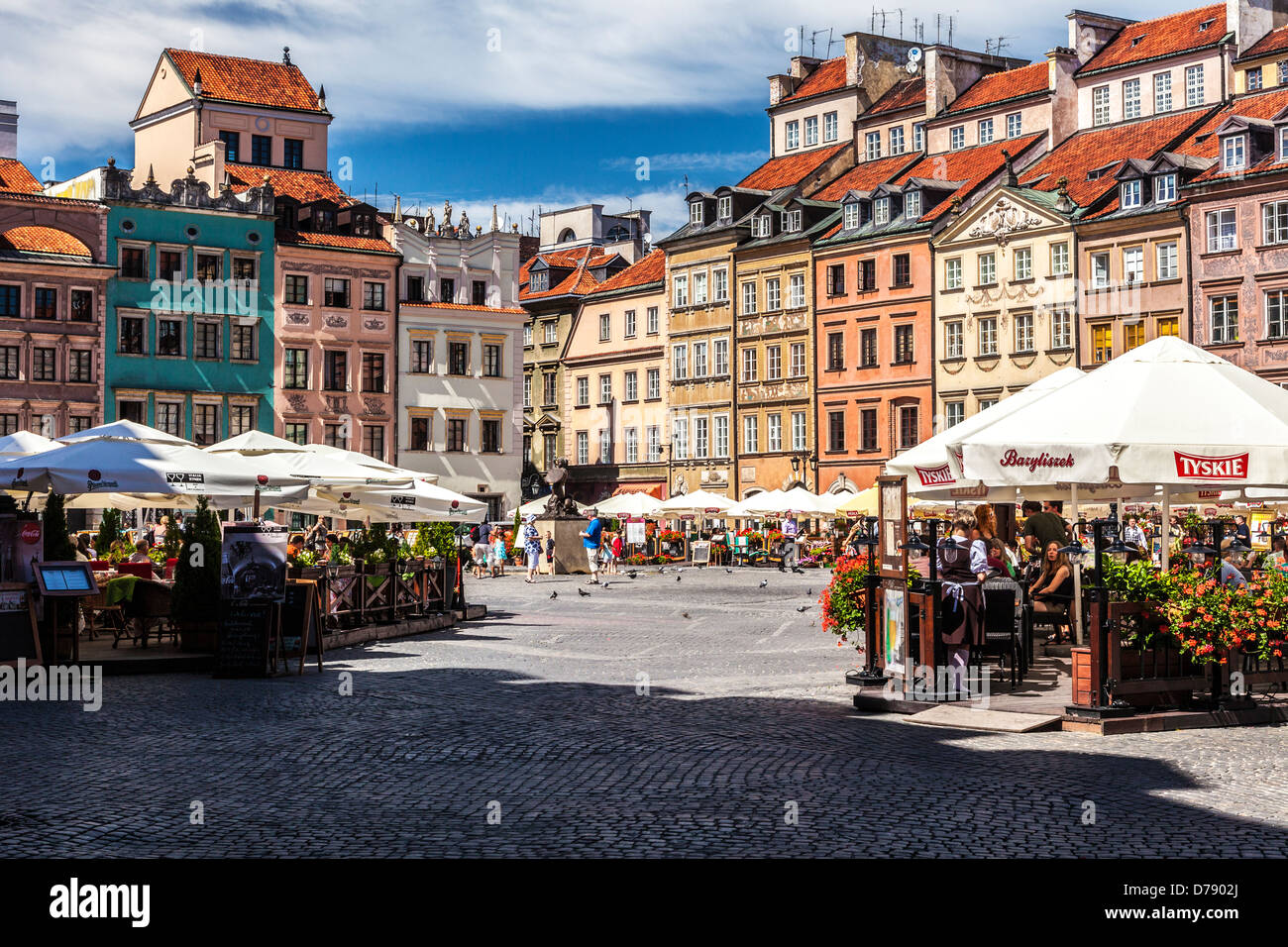 Summer in Stary Rynek, Old Town Market Place in Warsaw, Poland Stock ...